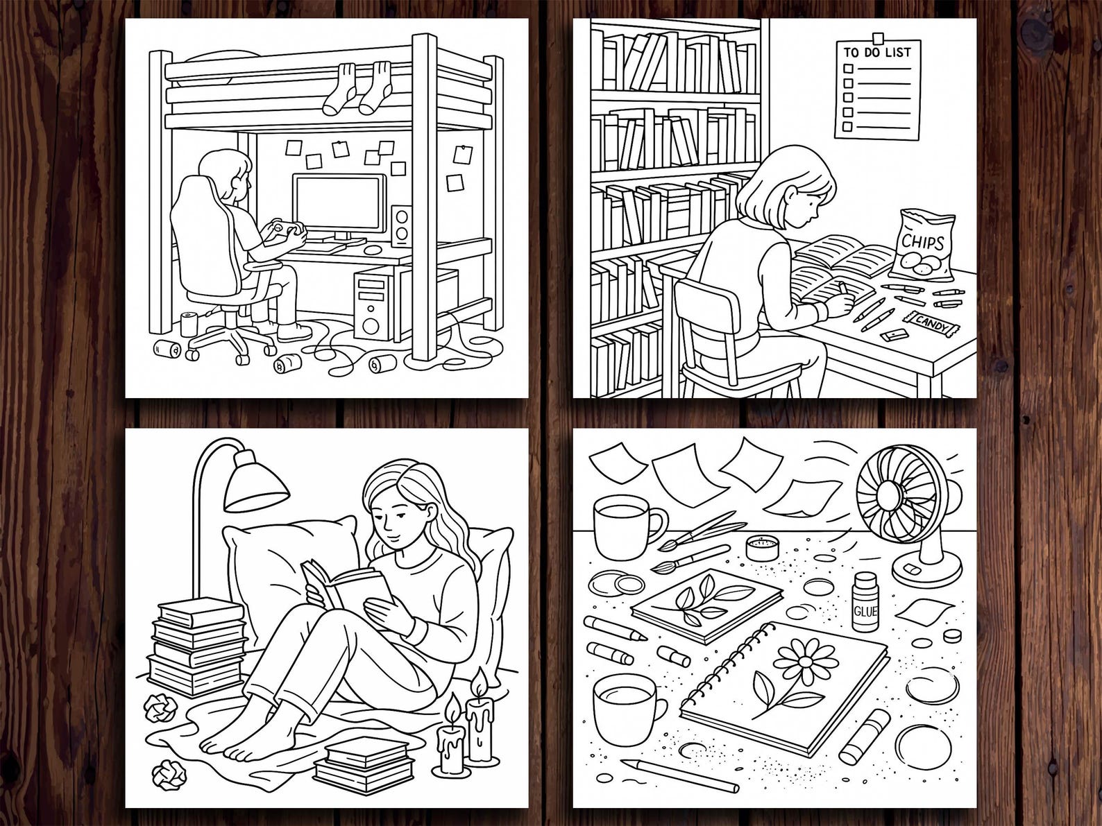 Messy Room Coloring Pages: Cluttered Room Chaos Art (digital Download ...