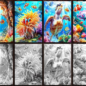 Underwater World Coloring Pages: 40 Grayscale Sea Creatures (printable ...