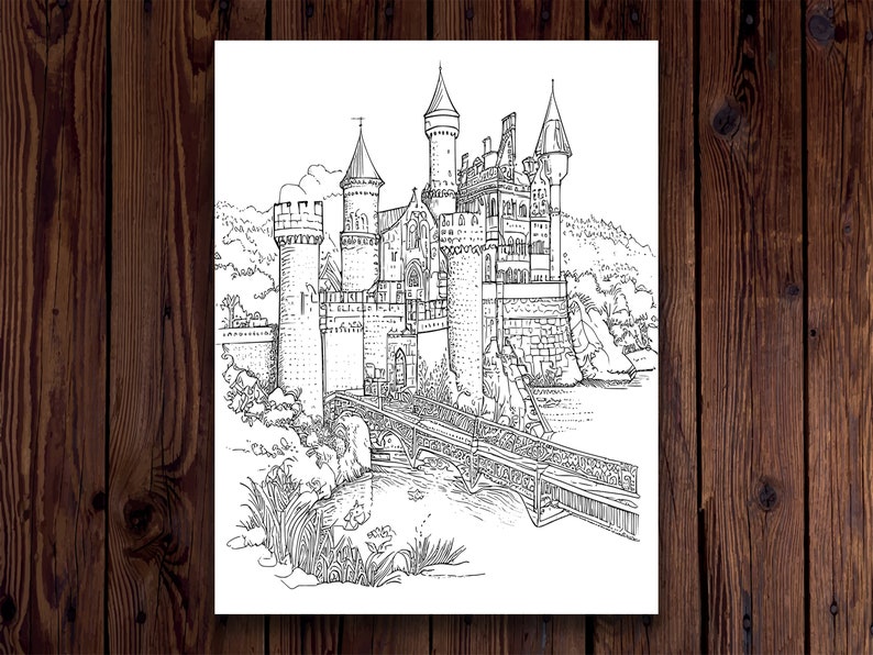 Medieval Castle Coloring Pages: Immerse Yourself in the - Etsy