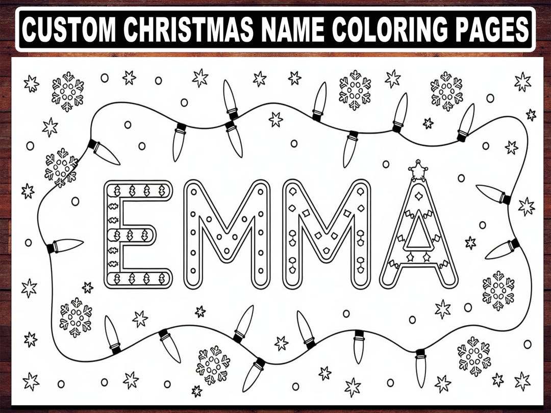 Personalized Christmas Name Coloring Pages for Kids and Adults | Custom ...