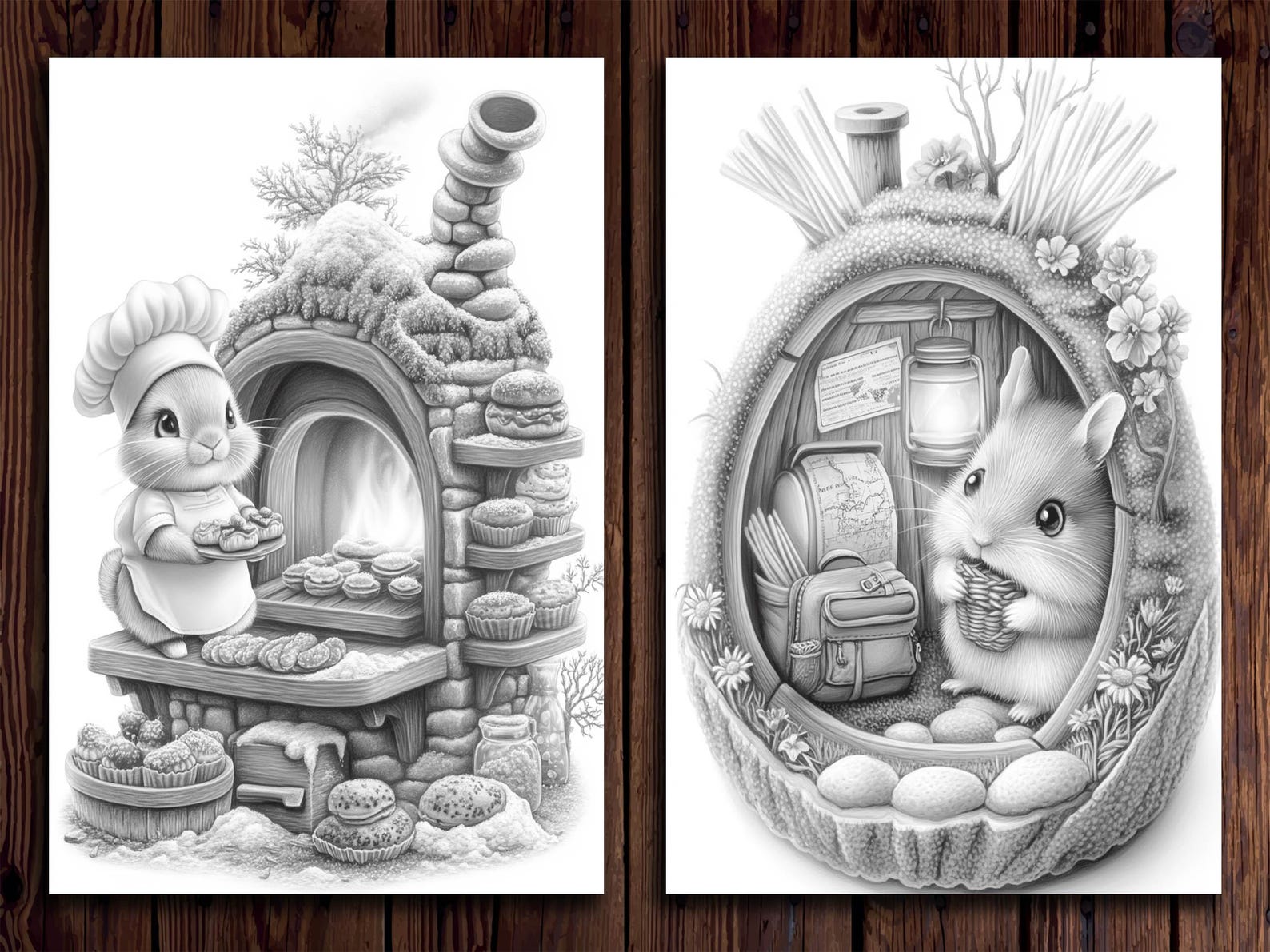 Animal Homes Coloring Pages, Whimsical Nature Scenes (PDF Pattern) - Etsy