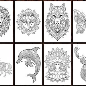 50 Animal Mandala Coloring Pages: Wildlife Art, Floral & Geometric (PDF ...