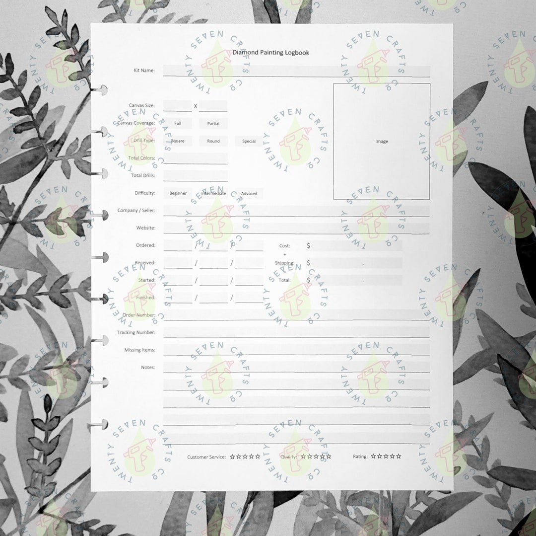 PDF Diamond Painting Log Book, Printable PDF - Etsy