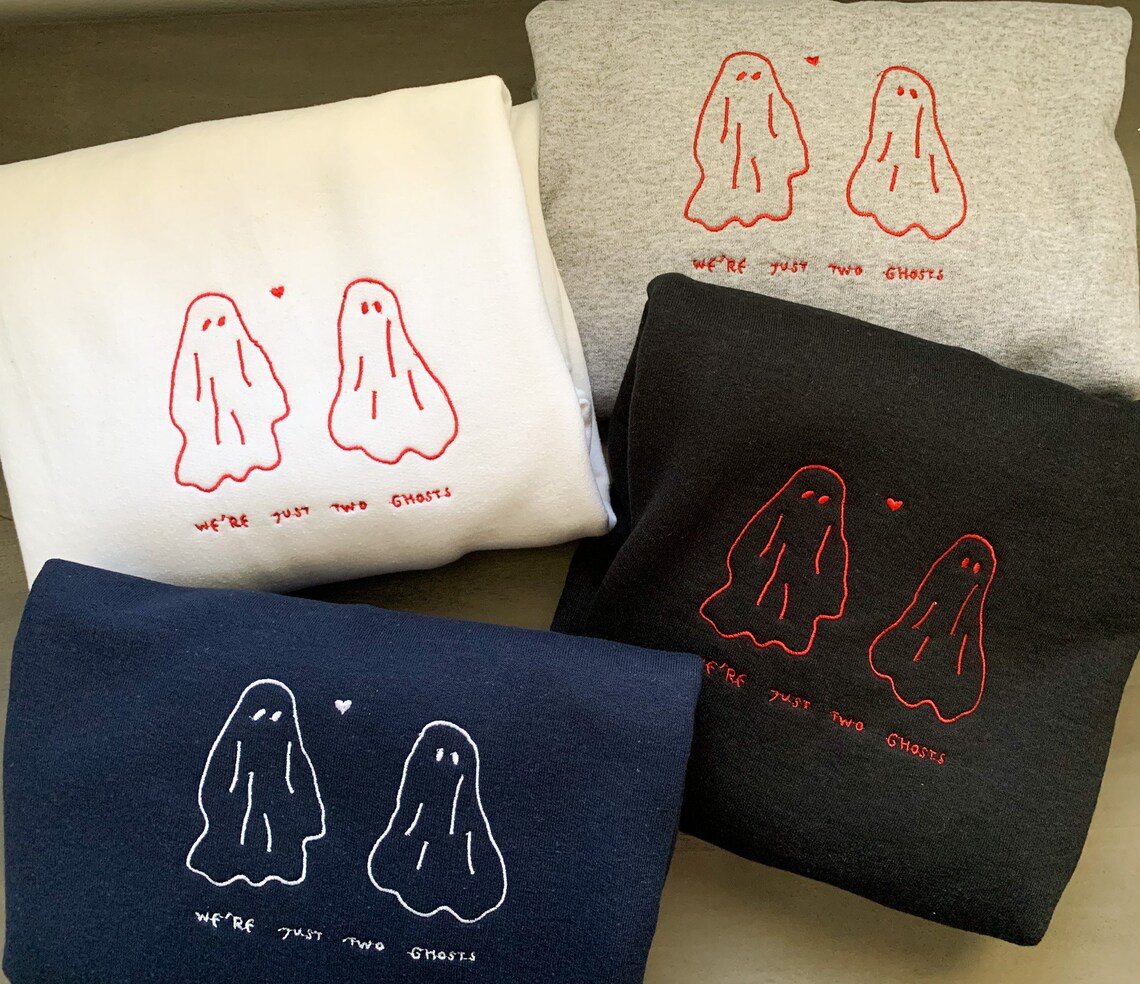Halloween Sweater Cute Ghosts Ghost Sweater Embroidered - Etsy