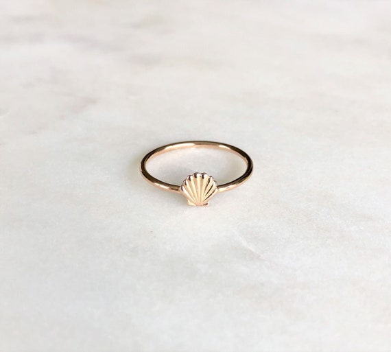 Tiny Shell Stacking Ring Gold Filled Seashell Stacking Ring | Etsy