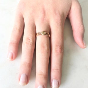 Tiny Shell Stacking Ring, Gold Filled Seashell Stacking Ring, Thin Gold Shell Ring, Stacking ...