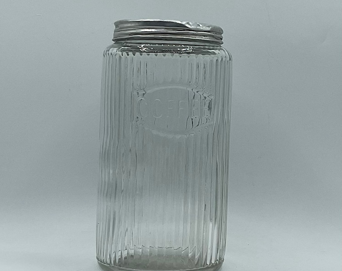 Ribbed Glass Hoosier Coffee Jar - Etsy