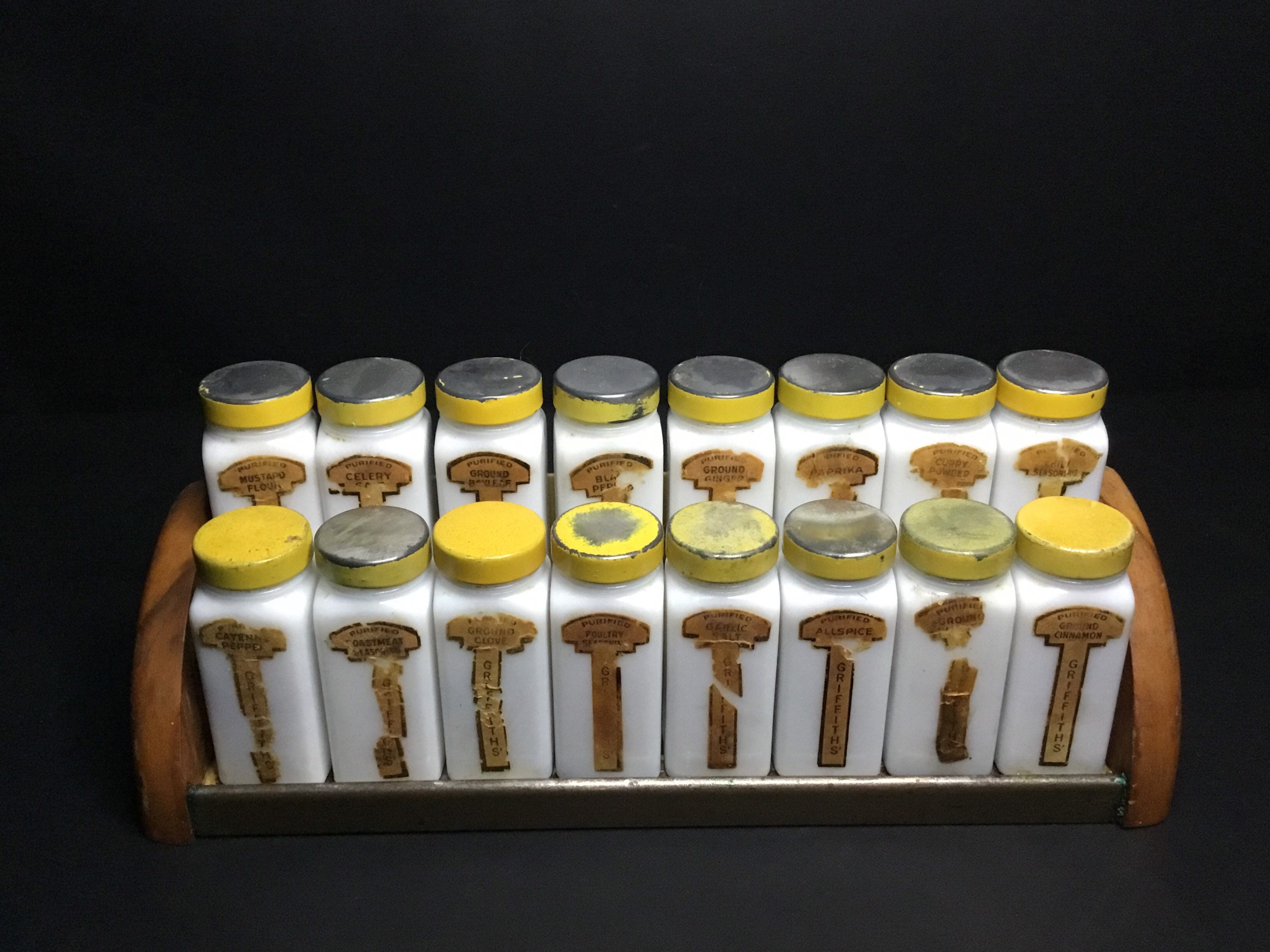 Griffiths Milk Glass Spice Jars and Rack Set of 16 - Etsy