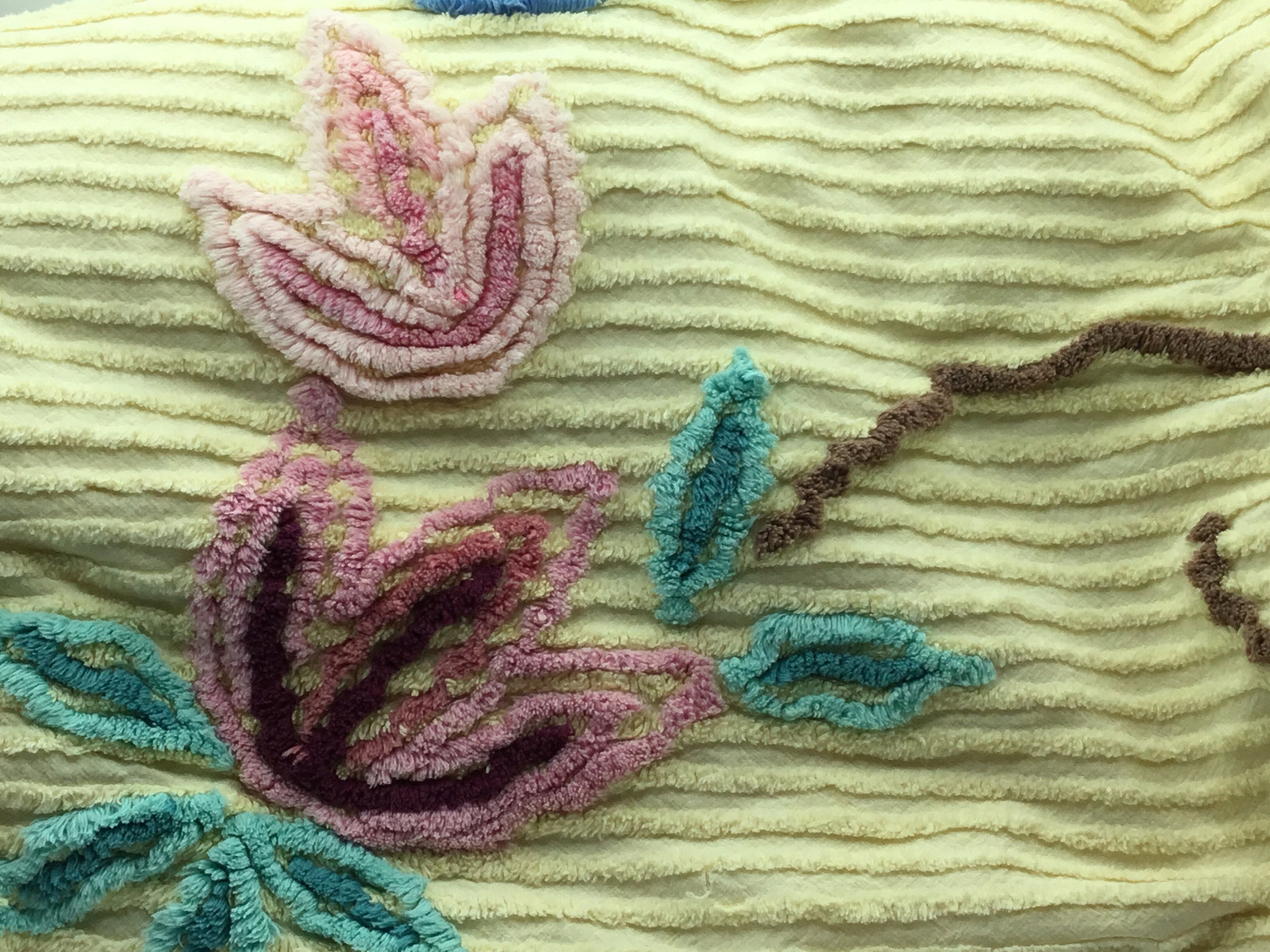 1950s Yellow Floral Chenille Bedspread - Etsy