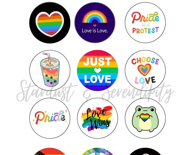 2 Inch Instant Download Pride Button Bundle, Digital Collage, Pride ...