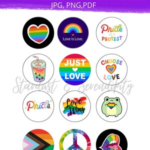2 Inch Instant Download Pride Button Bundle, Digital Collage, Pride ...