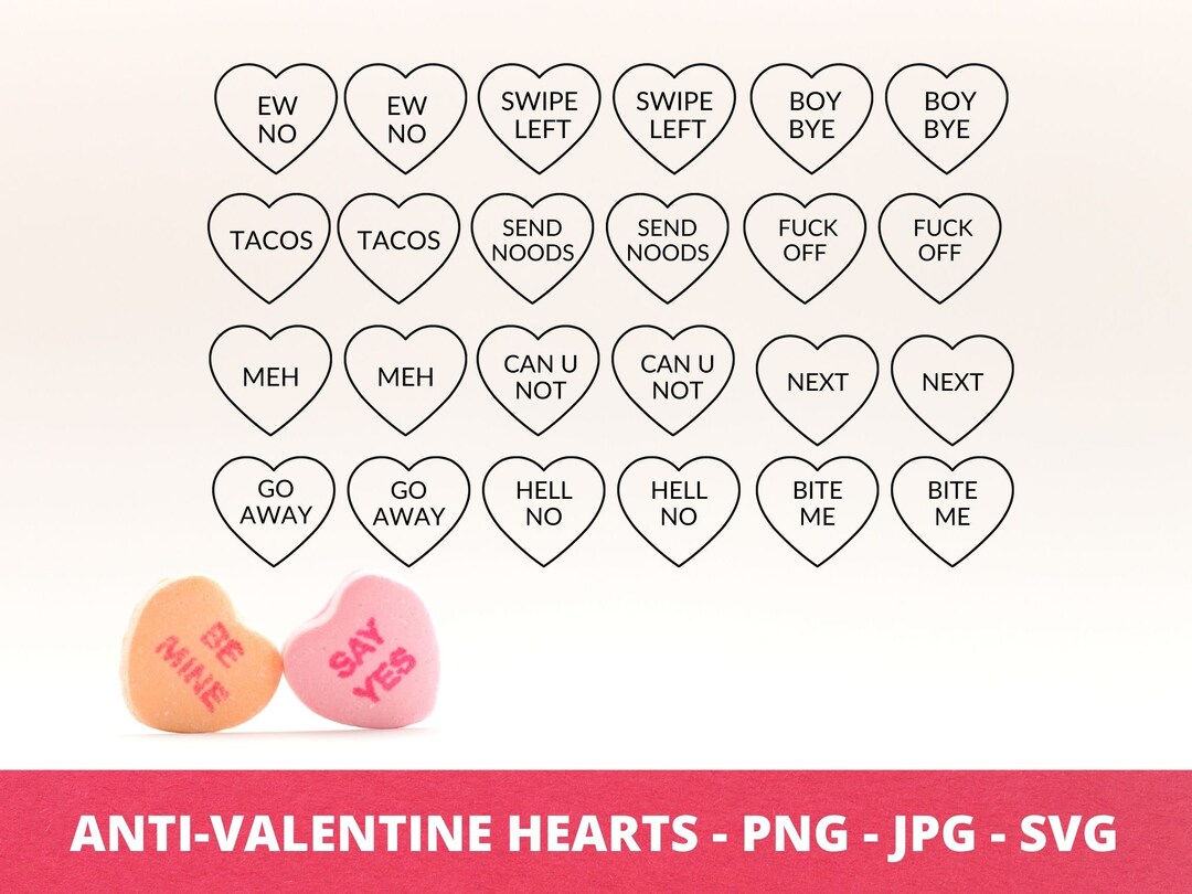 Anti-valentine Conversation Hearts, Digital File, Candy Hearts, Funny ...