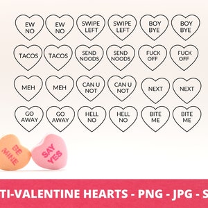 Anti-valentine Conversation Hearts, Digital File, Candy Hearts, Funny ...