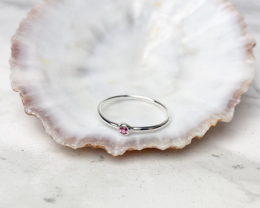 Bague tourmaline rose, argent 925 recyclé, pierre de naissance d ...