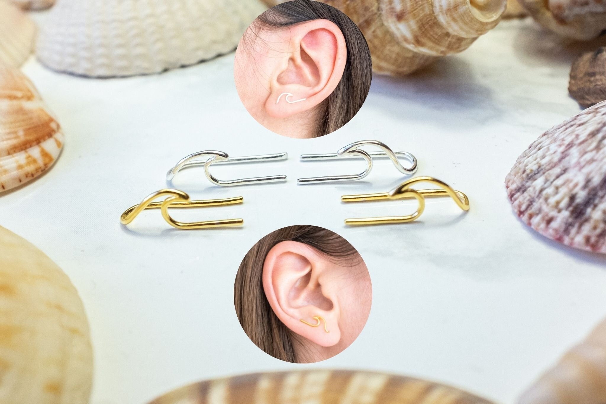 Wave Ear Climber Set, Sterling Silver Ear Crawler, Dainty Earrings ...