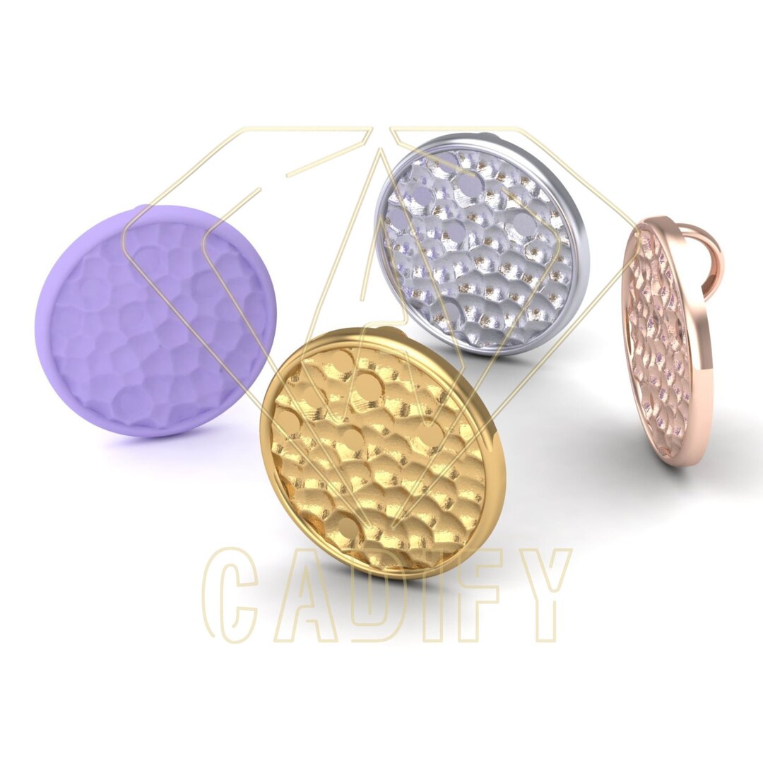 3D File Round Hammered Pendant Hidden Bail Full Moon 17mm Downloadable ...