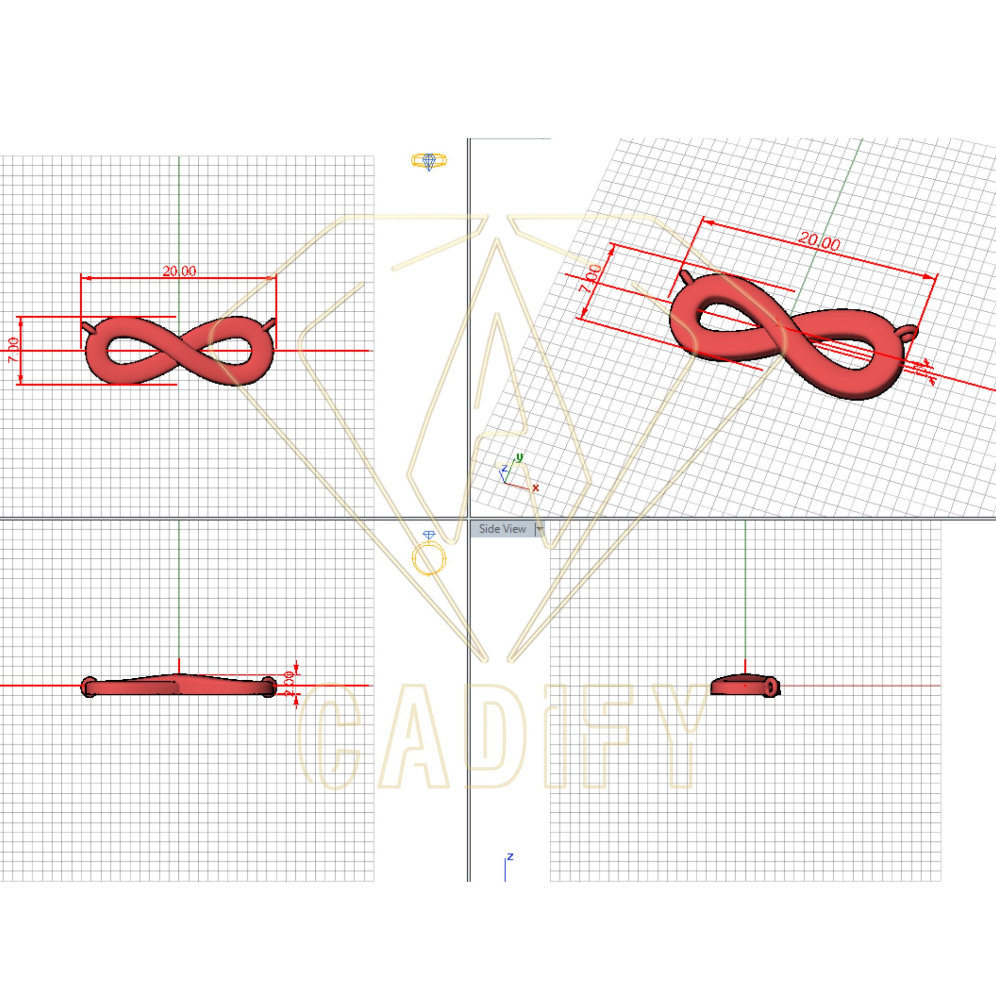 Infinity Pendant STL File Charm Instant Download 3D Modeling CAD ...