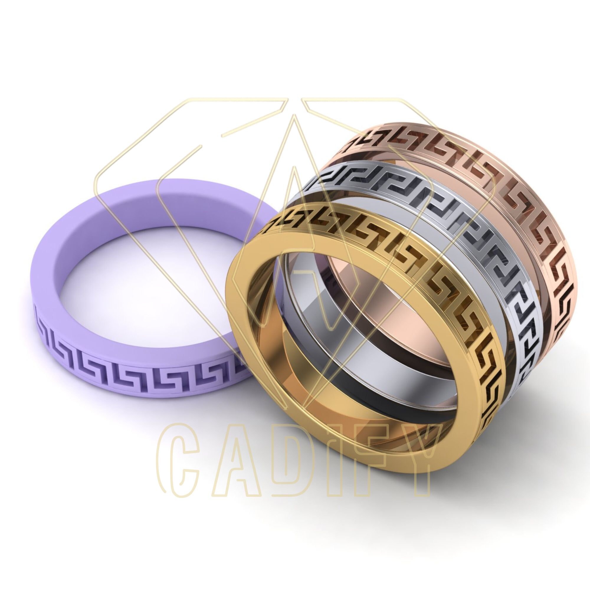 3D File Ring Greek Key Pattern Band 3.5mm Downloadable STL File for 3D ...