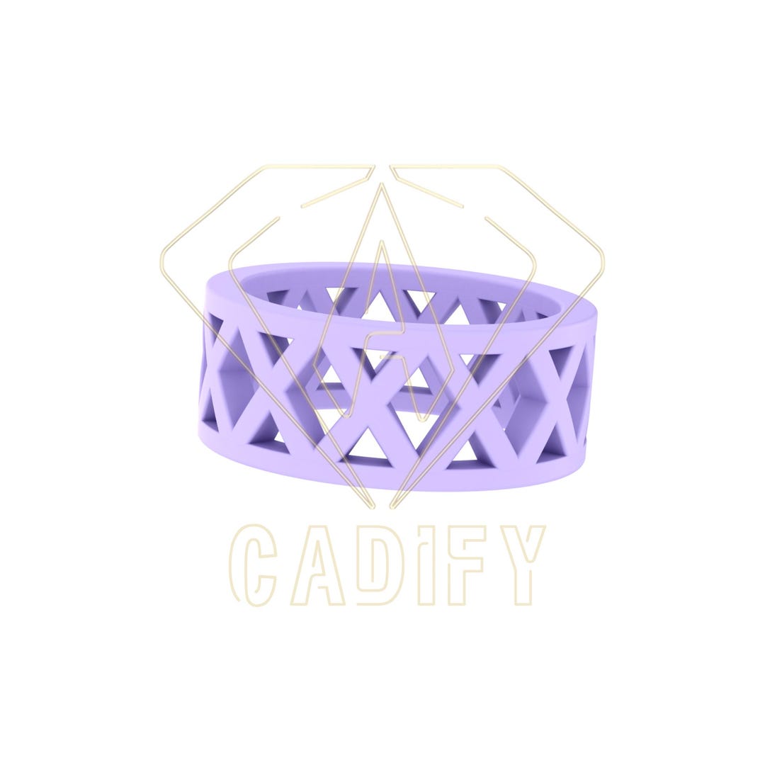 3D File Jewelry CAD Wide Pierced Ring X Diamond Shape 8mm Quality STL ...