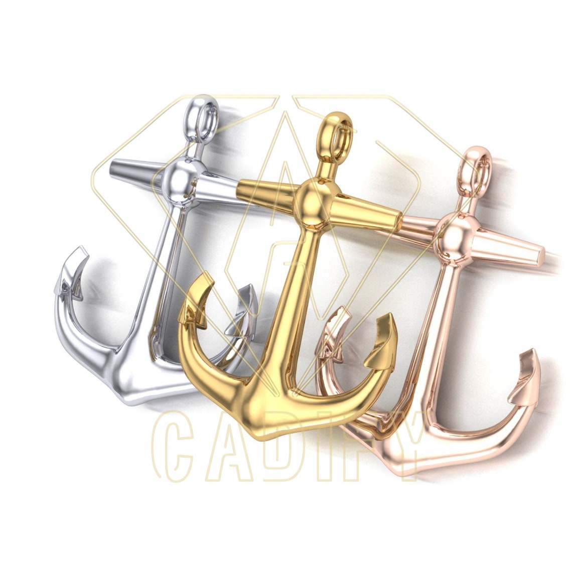 3D Jewelry Stl File Anchor Nautical Pendant Boat Themed for 3D Printing ...