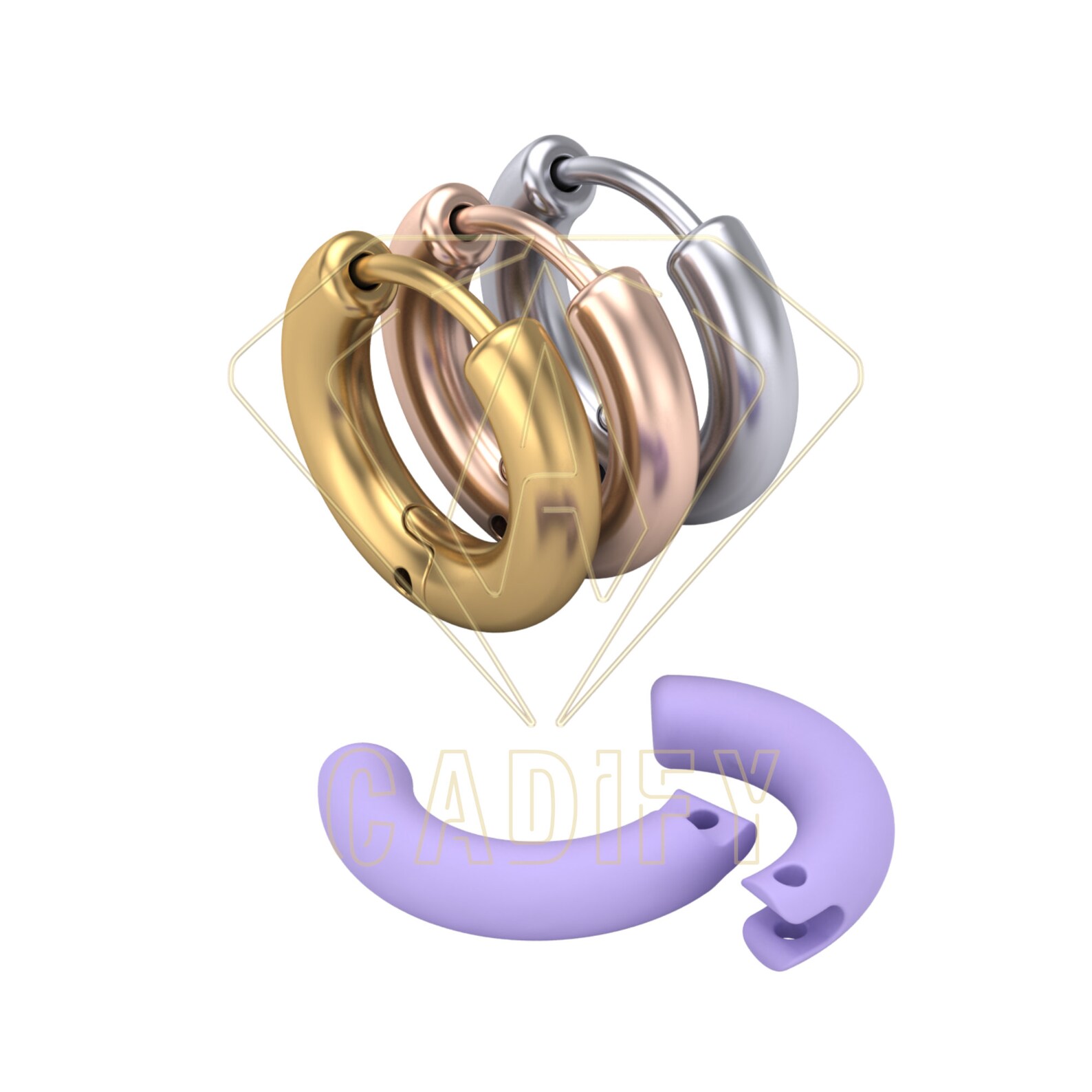 Earring Print File 3D STL Round Hoop Small Huggies Earring ...