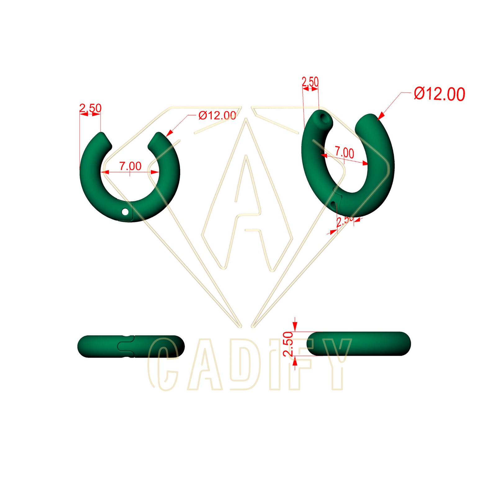Earring Print File 3D STL Round Hoop Small Huggies Earring ...