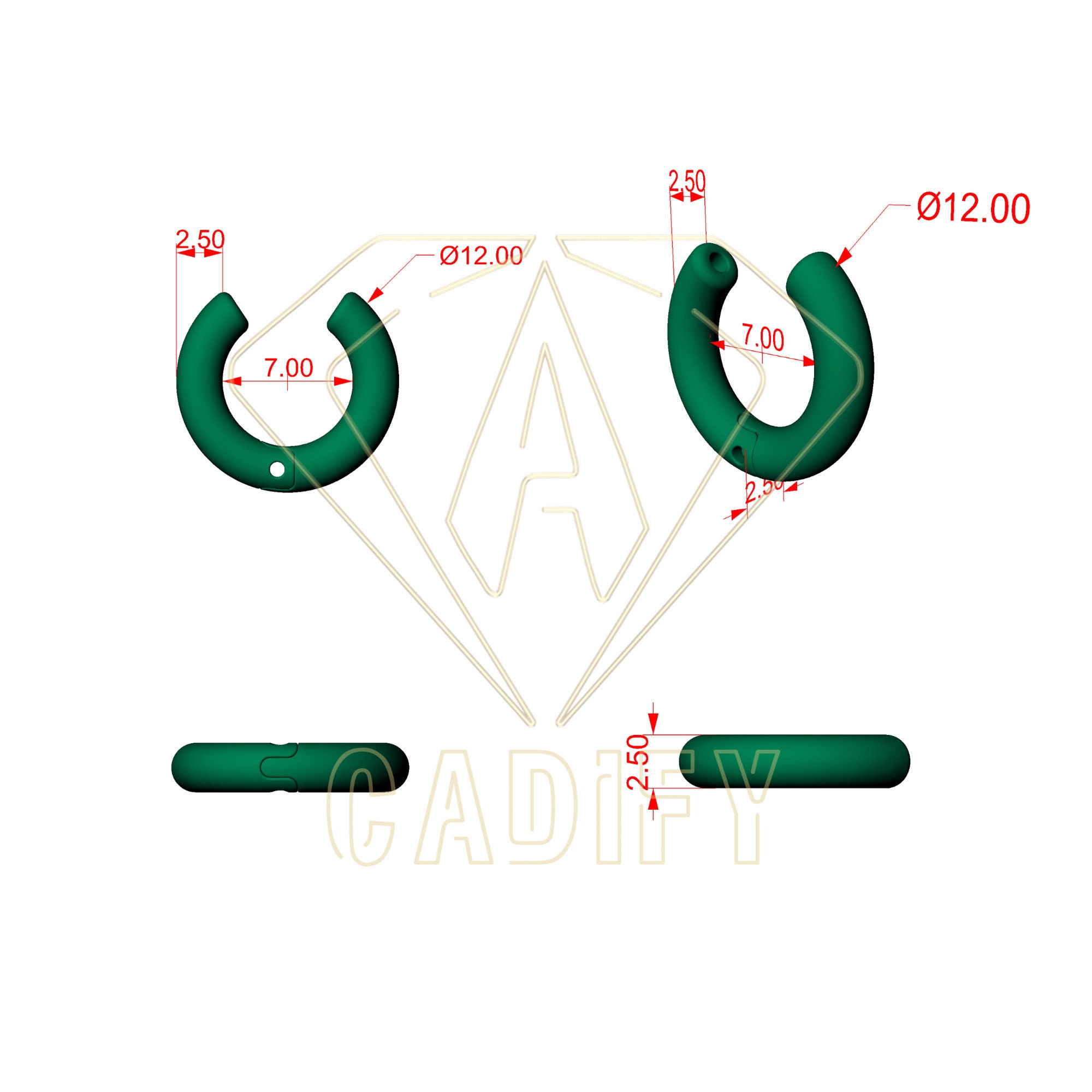 Earring Print File 3D STL Round Hoop Small Huggies Earring ...