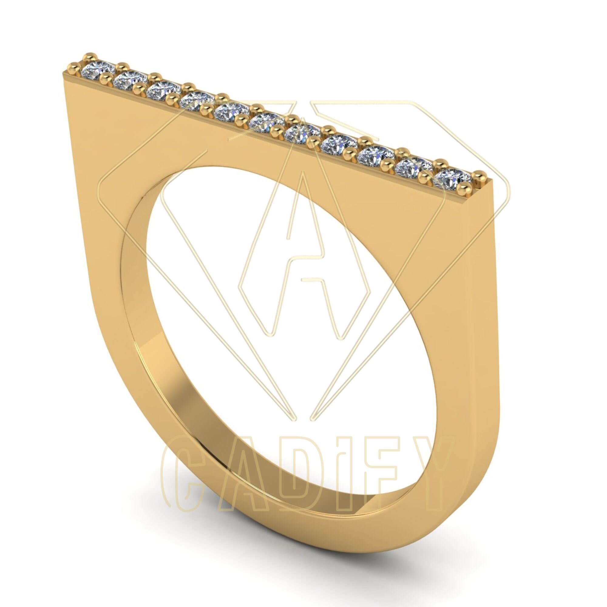 3D File Ring Stacking Flat Wedge Ring Pave 1.5mm Downloadable STL File ...