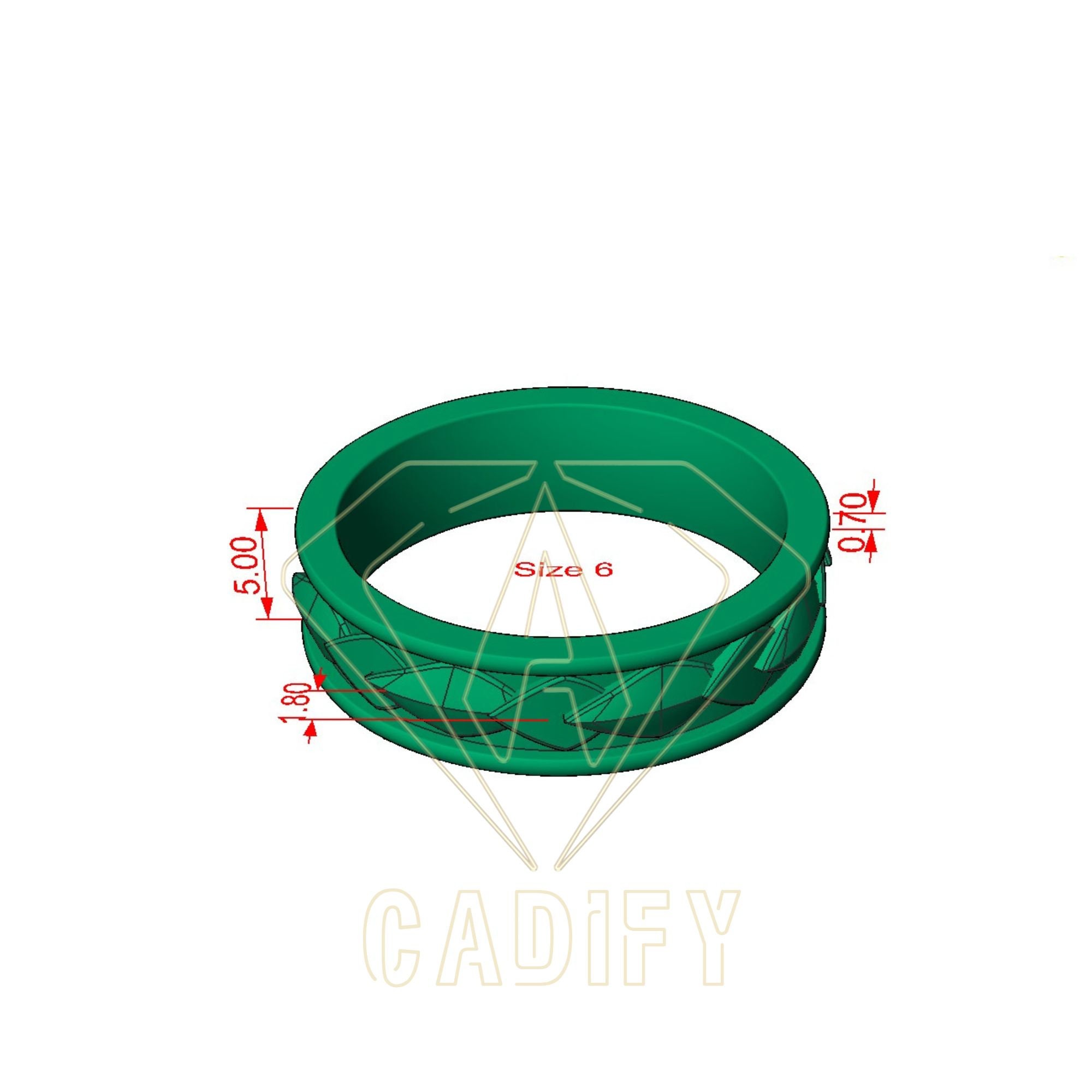 Casting Ready STL | Rhombus Ring Spearhead Pattern Wedding Band ...