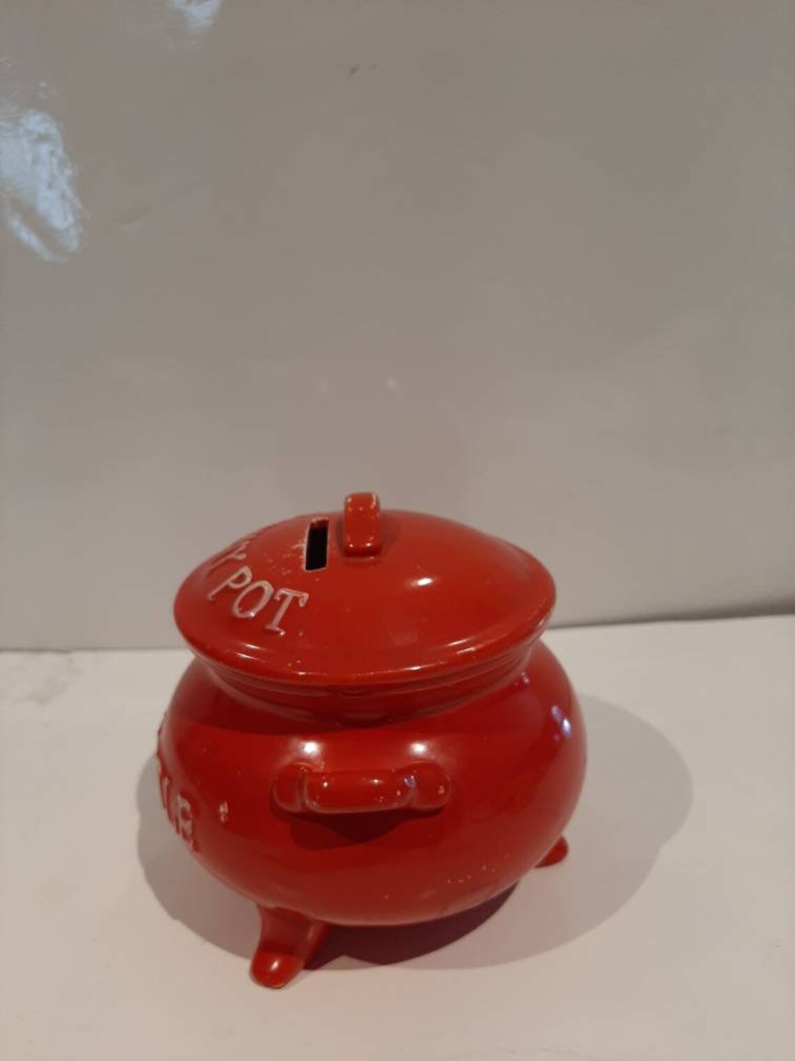 Vintage Penny Pot Red Kettle Bank - Etsy