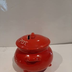 Vintage Penny Pot Red Kettle Bank - Etsy