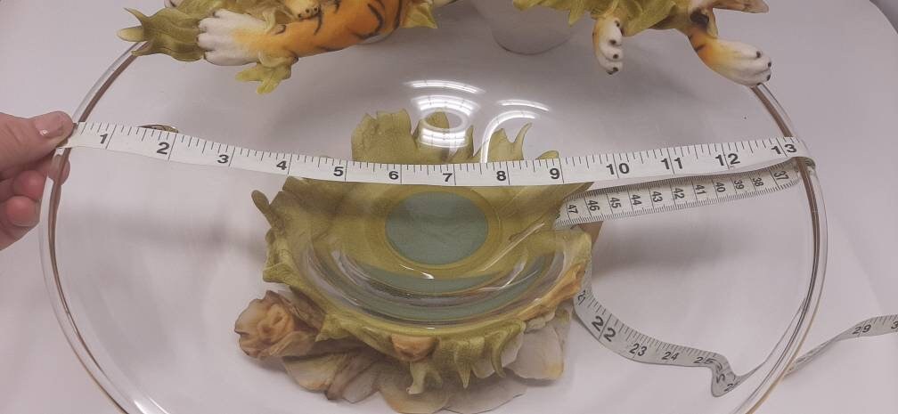 Cevik Glass and Ceramic Tiger With Cub Bowl Made in Italy | Etsy