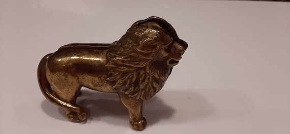 Vintage Brass Lion Bank | Etsy
