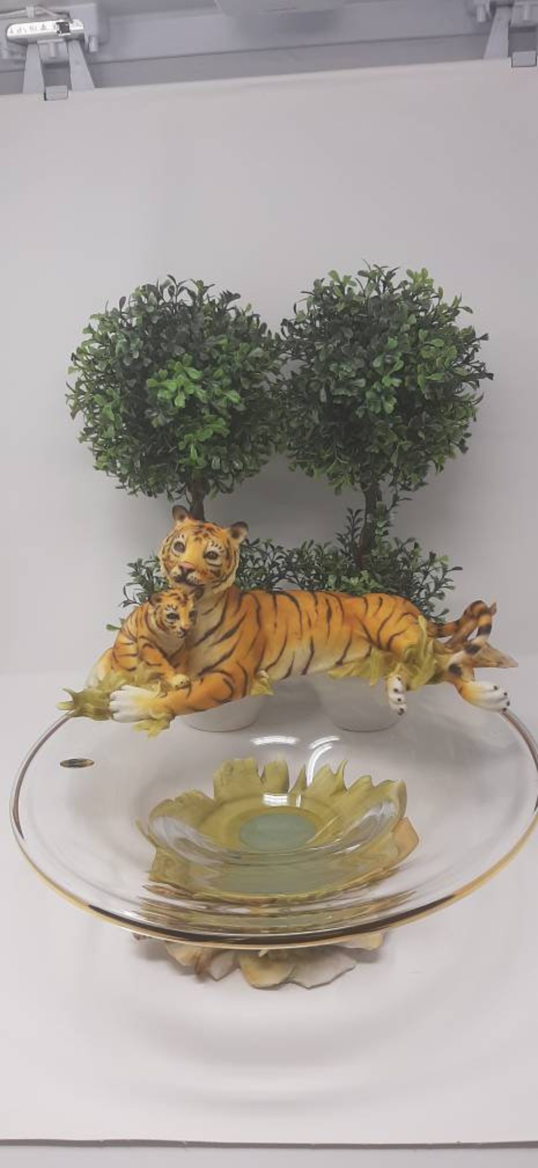 Cevik Glass and Ceramic Tiger With Cub Bowl Made in Italy - Etsy