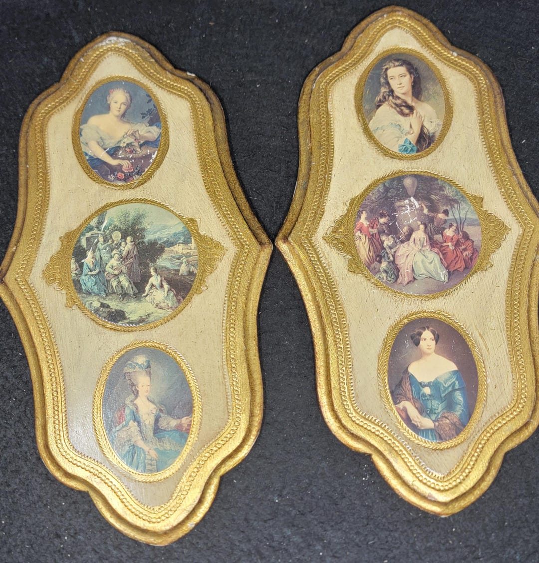 Vintage Italian Florentine Wood Plaques Italy Victorian Wall Decor Set ...