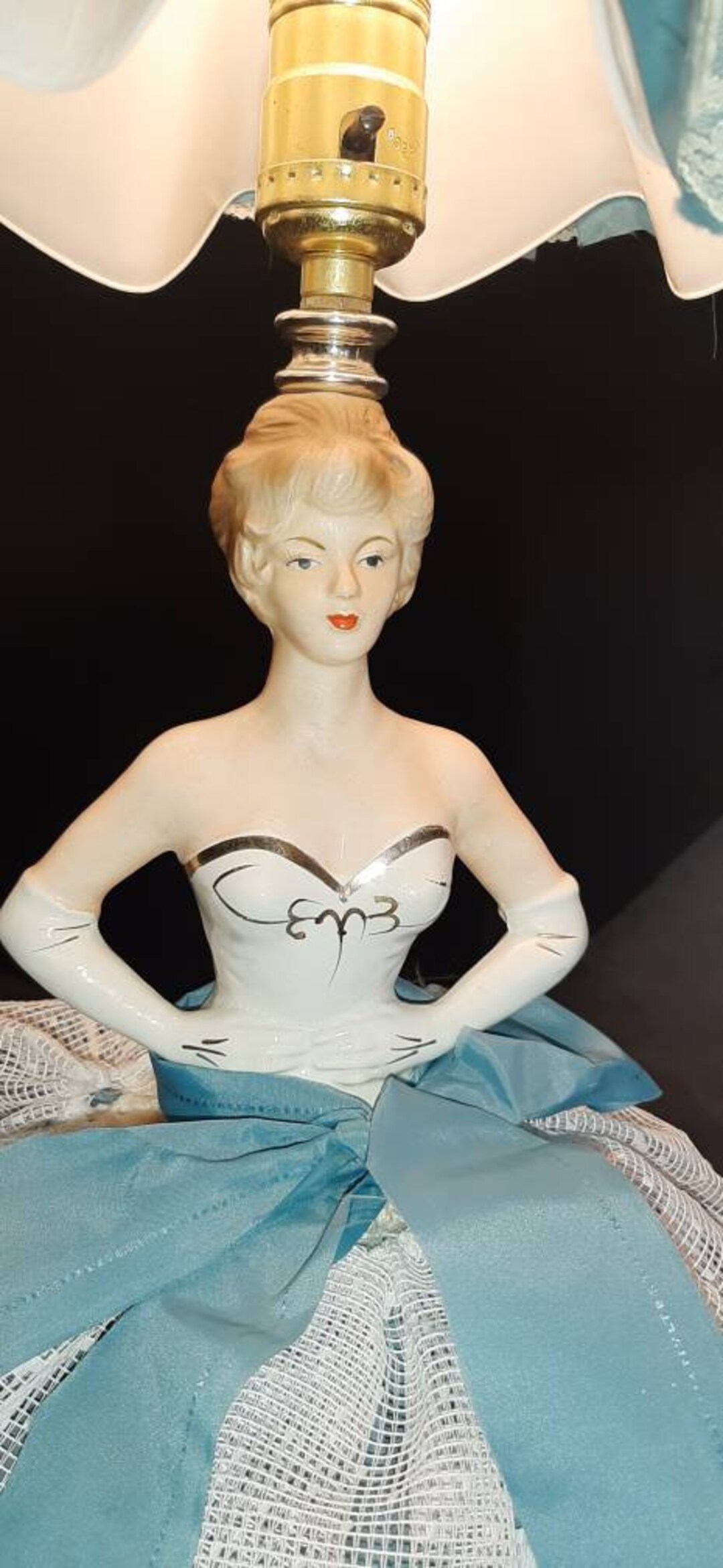 Porcelain Lamp Doll in a Beautiful Blue Lace Dress - Etsy