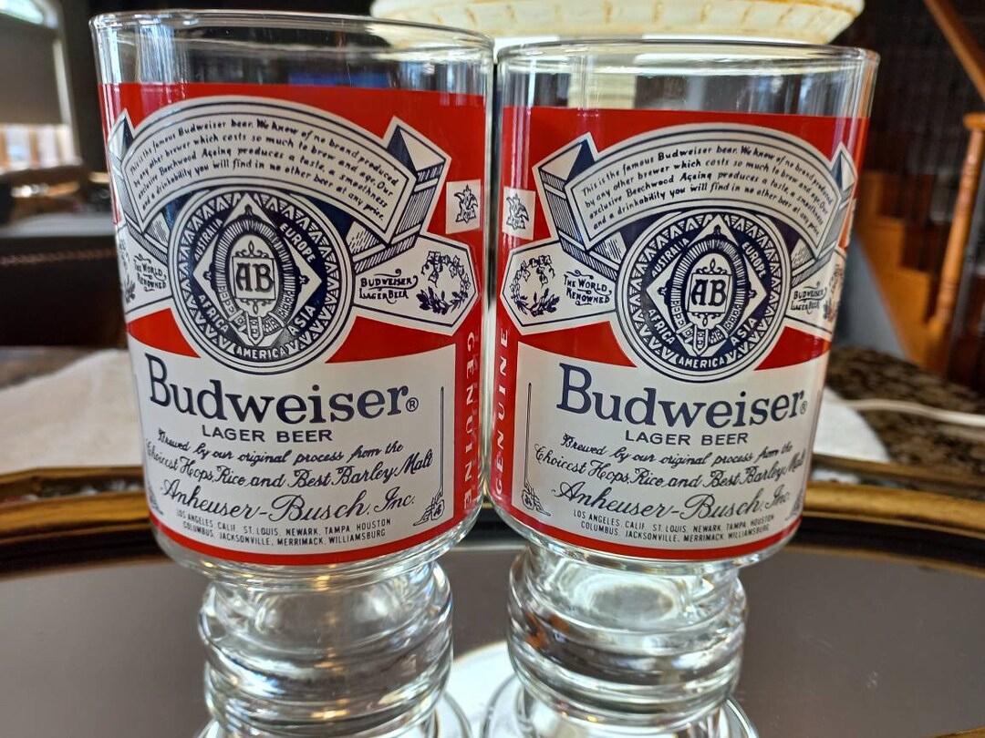 Vintage Budweiser Footed 32 Oz Beer Lager Glass Set of 2 - Etsy