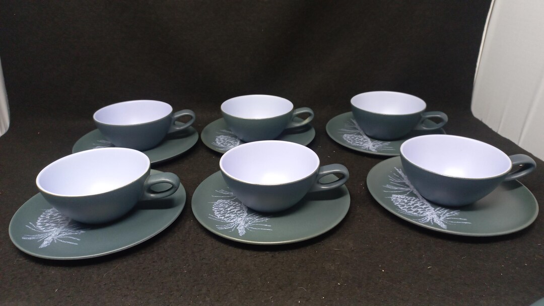 Vintage Dorothy Thorpe Crown Lynn Pottery Teacups and Saucers - Pine ...
