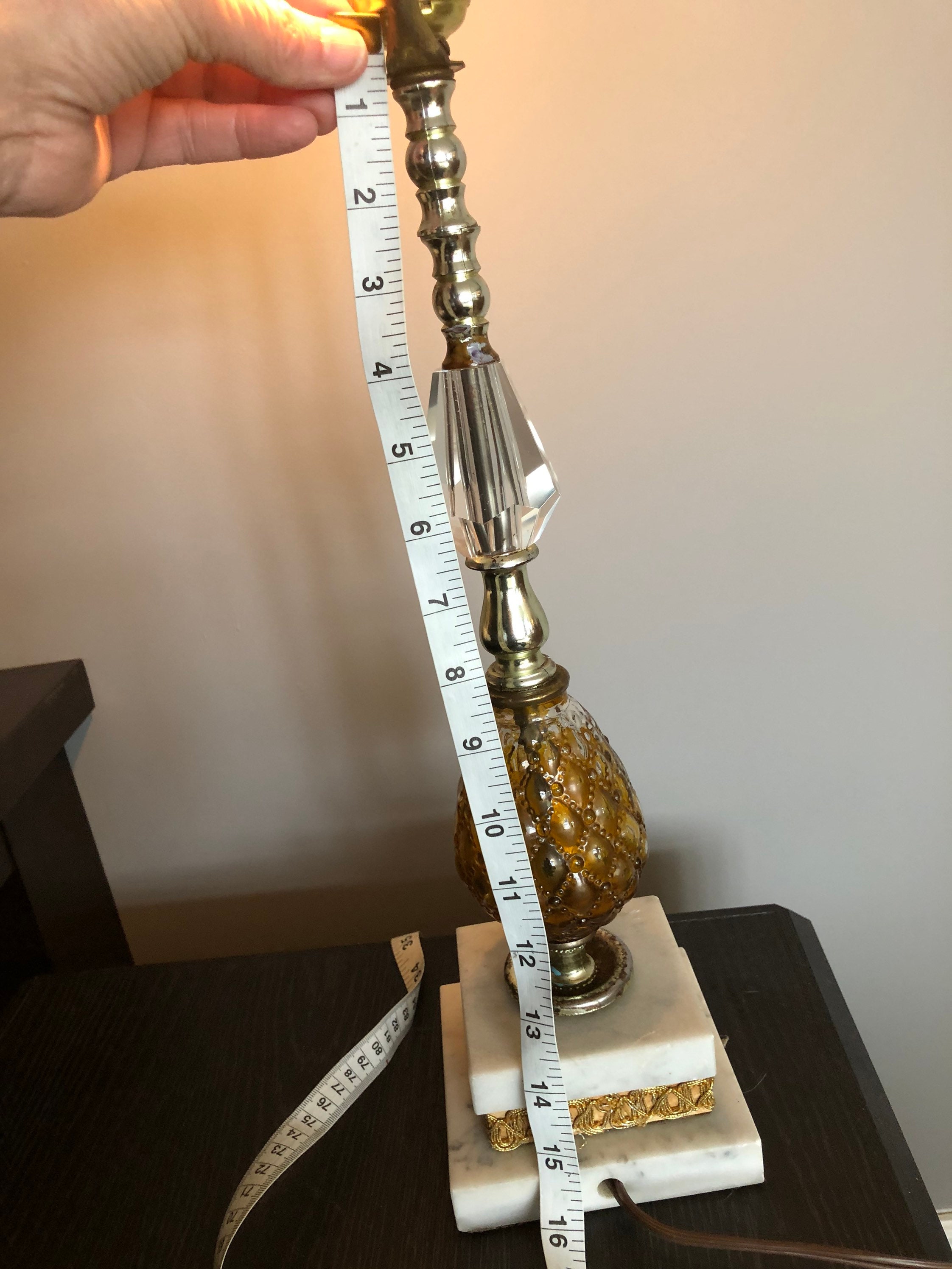 Vintage Hollywood Regency Amber Table / Bedroom Lamp Italian Decor. - Etsy