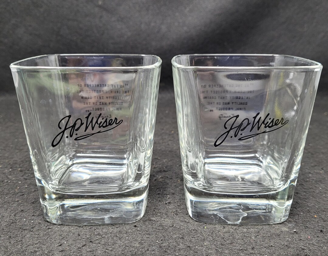 J.P. Wiser's Square Lowball Whiskey Rocks Glasses Set of 2 - Etsy
