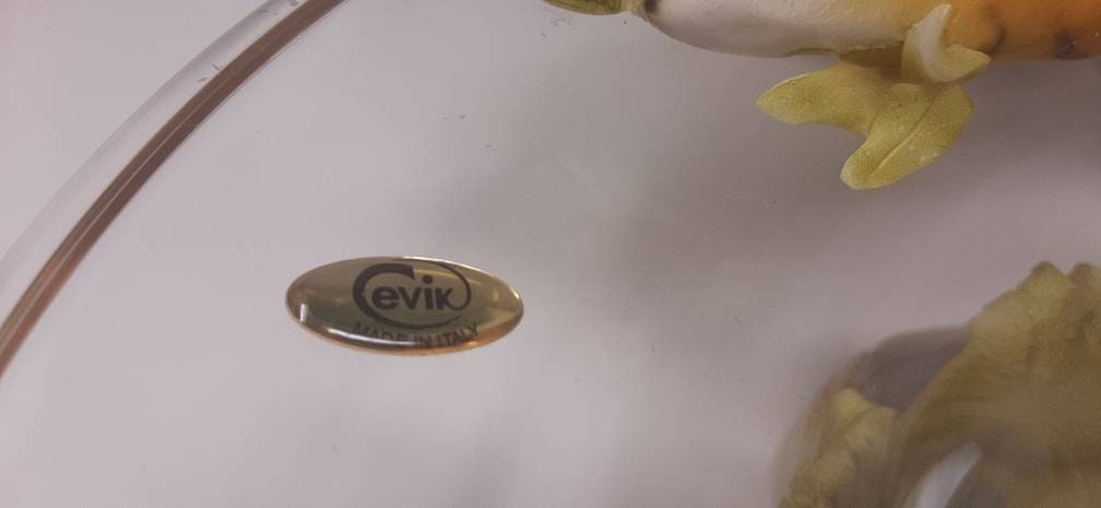 Cevik Glass and Ceramic Tiger With Cub Bowl Made in Italy | Etsy