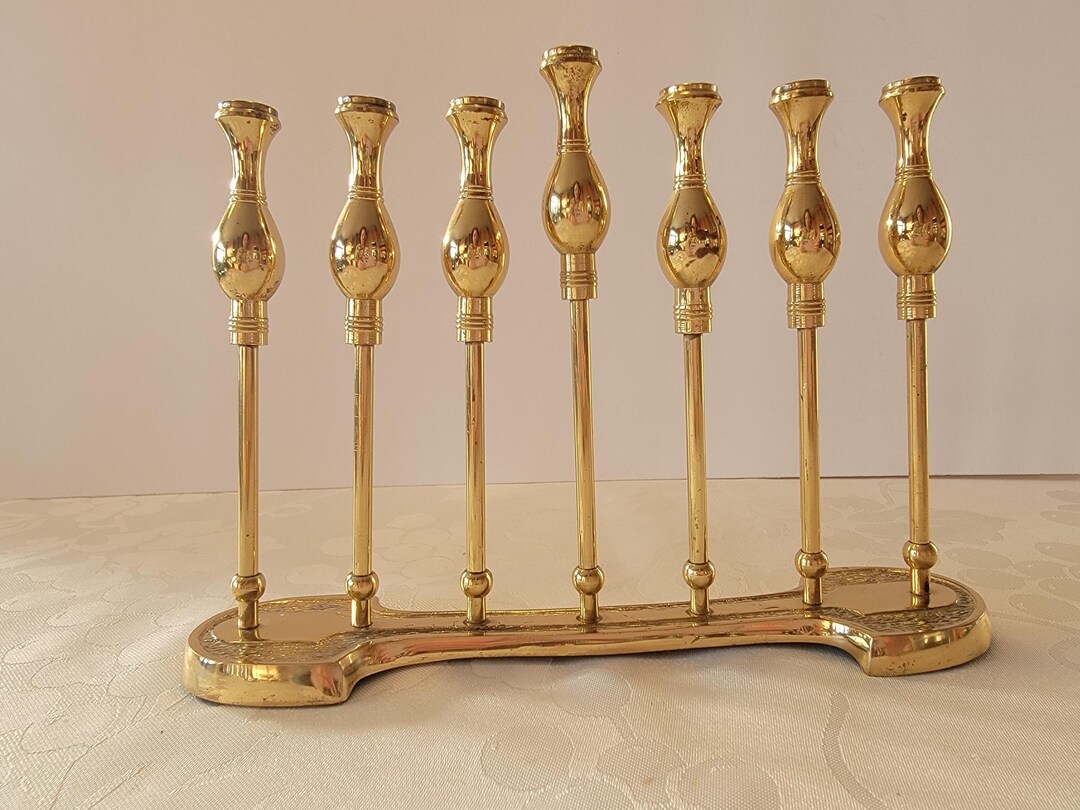 Vintage Brass Wainberg Israel Menorah Judaica Brass Menorah Jewish ...