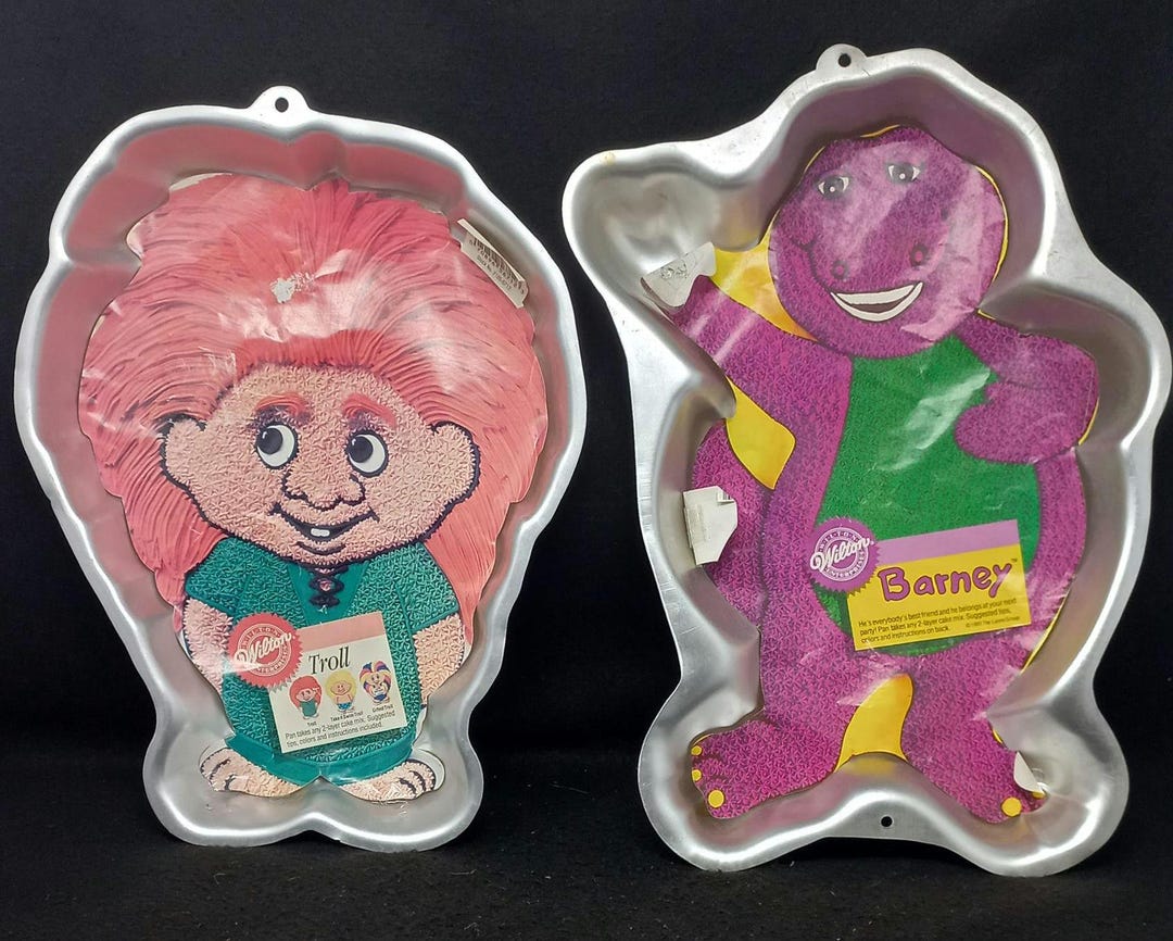 Vintage Set of 2 1990's Barney and Troll Cake Pans by Wilton ...