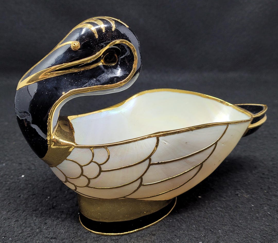 Vintage Capiz Shell Swan Hollywood Regency - Etsy