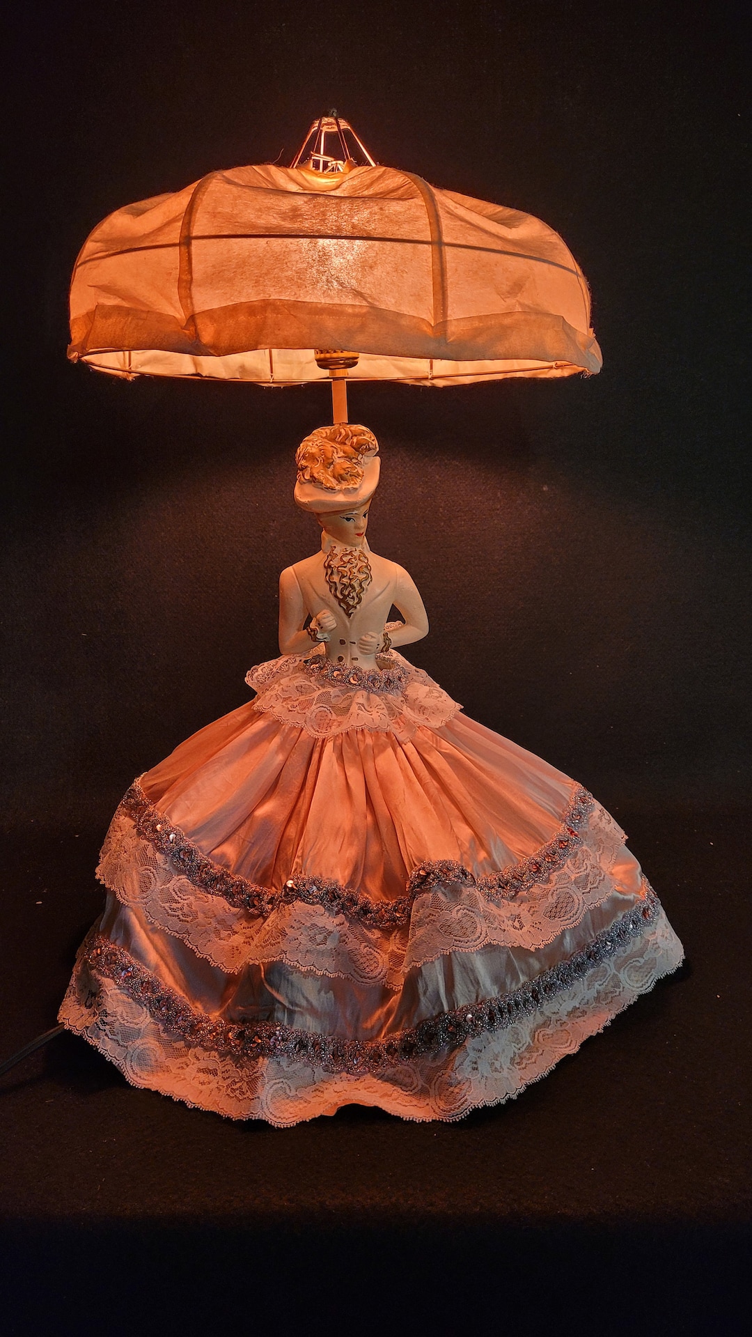 Vintage 1960s CHALKWARE Lady Lamp 0724. B4 - Etsy
