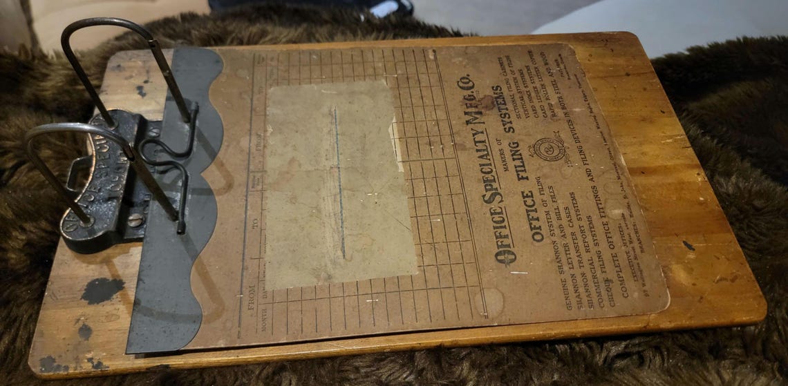 1900’s Office Specialty MFG. CO. Wood Clipboard A Genuine Antique ...