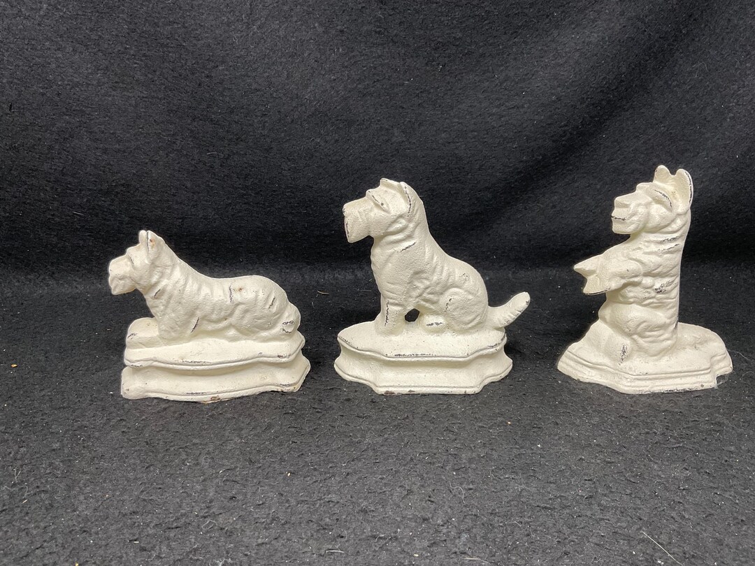 Vintage Cast Iron(3) Scotty Dog Door Stops Bookends, Shabby Chic,rustic ...