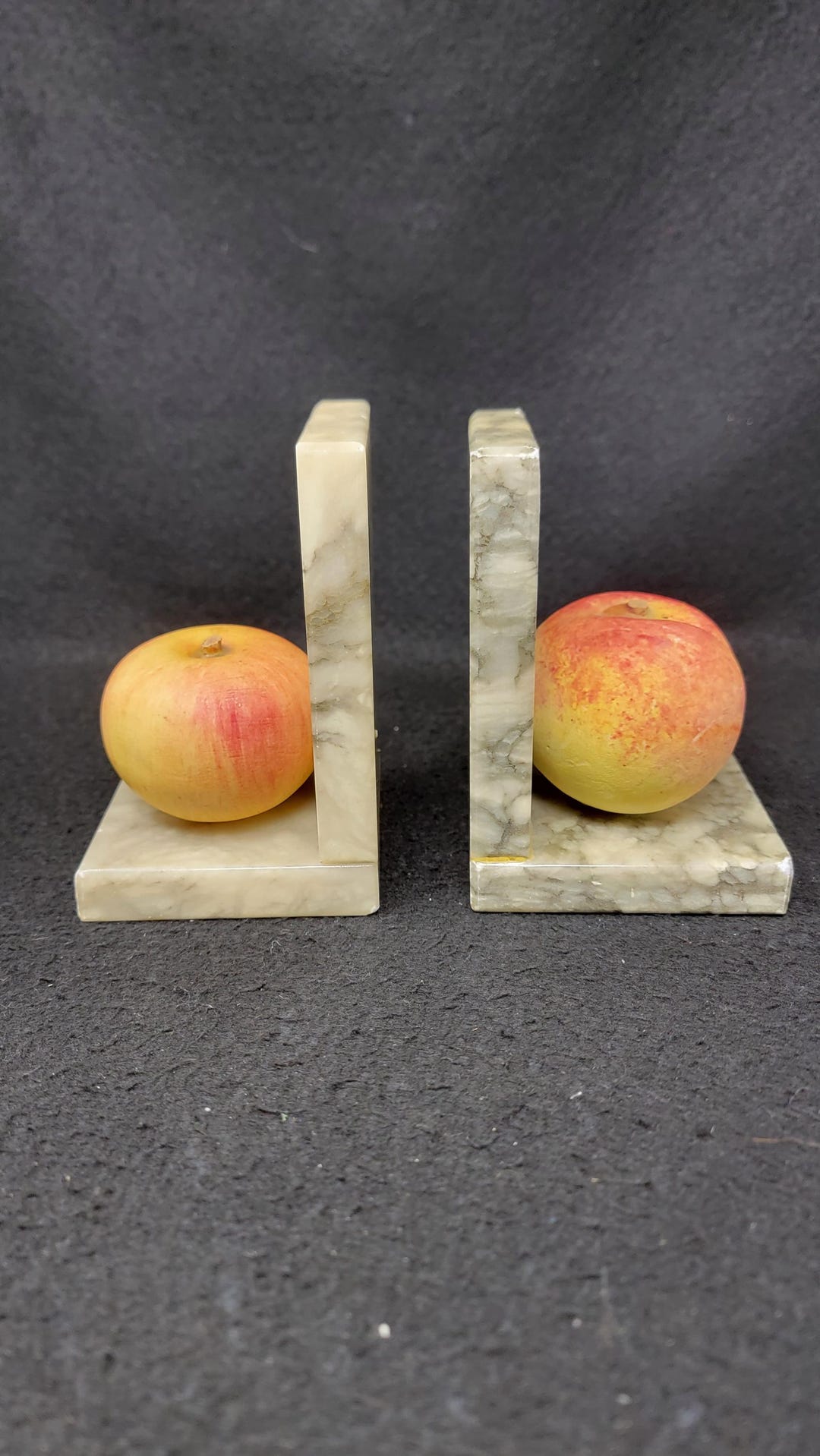 Vintage Stone Peach Bookends Country Kitchen - Etsy