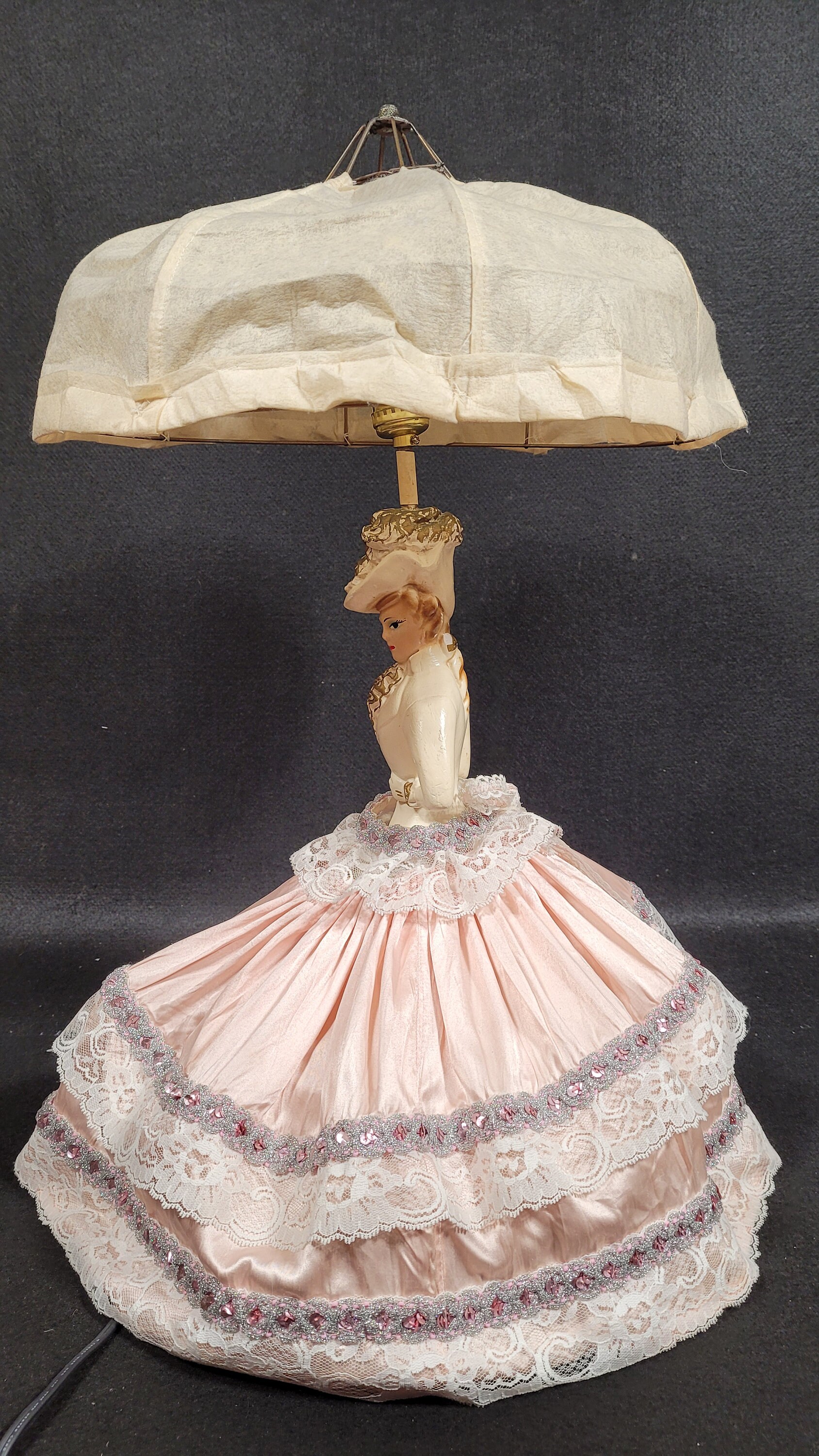Vintage 1960s CHALKWARE Lady Lamp 0724. B4 - Etsy