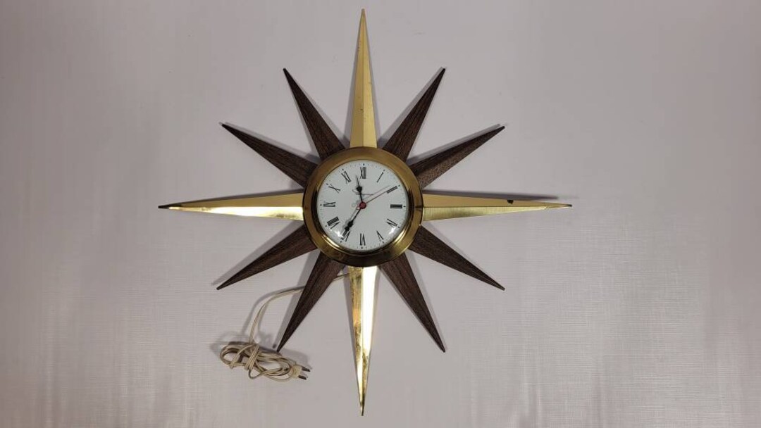 Vintage MCM Starburst Clock - Etsy